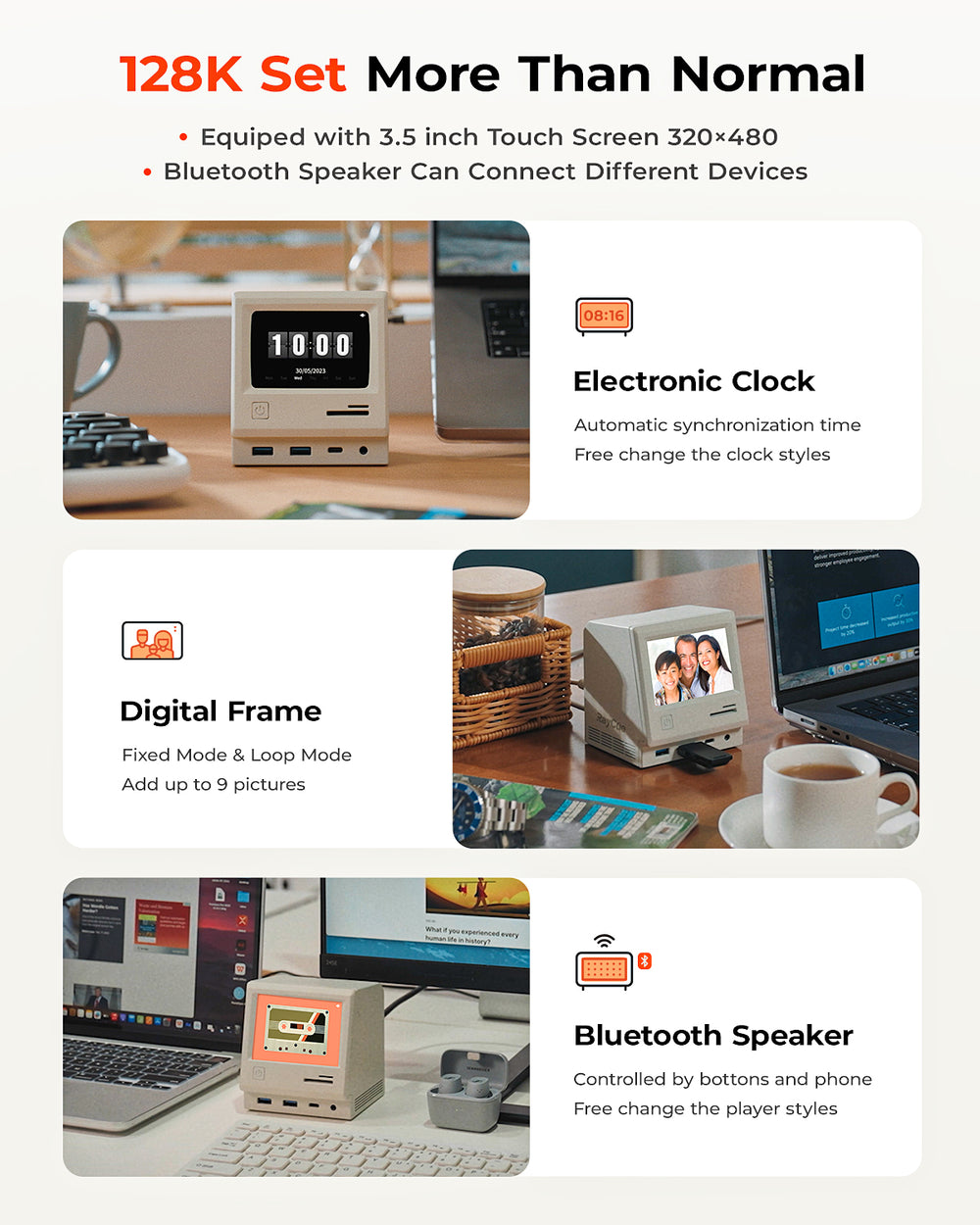 RayCue 128K: Retro Style Multifunctional Dock w/ Display