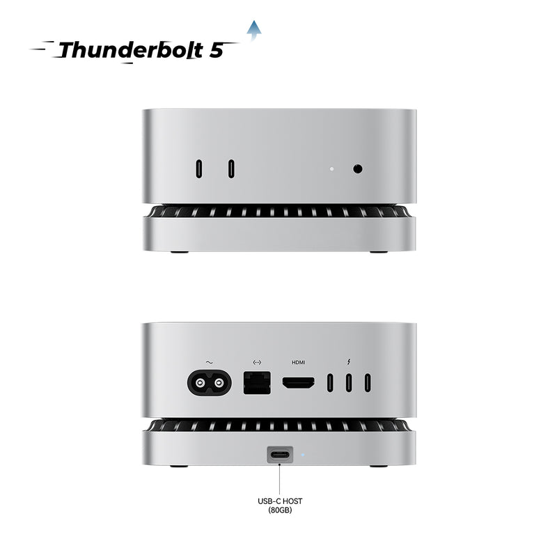 RayCue New M4/2024 Mac Mini Hub & Stand with NVMe/ M.2 SATA SSD Enclos
