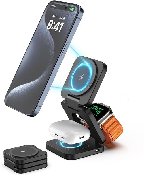 3-In-1 Foldable Magnetic Wireless Charger & Stand Kit
