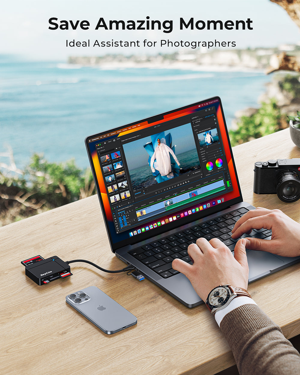 RayCue USB C USB3.0 Multi SD Card Reader, 7 in1 Memory Card Reader for